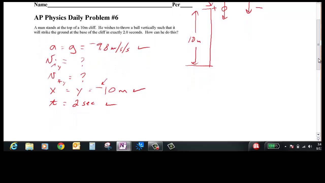 Sample Free Fall Problem - YouTube