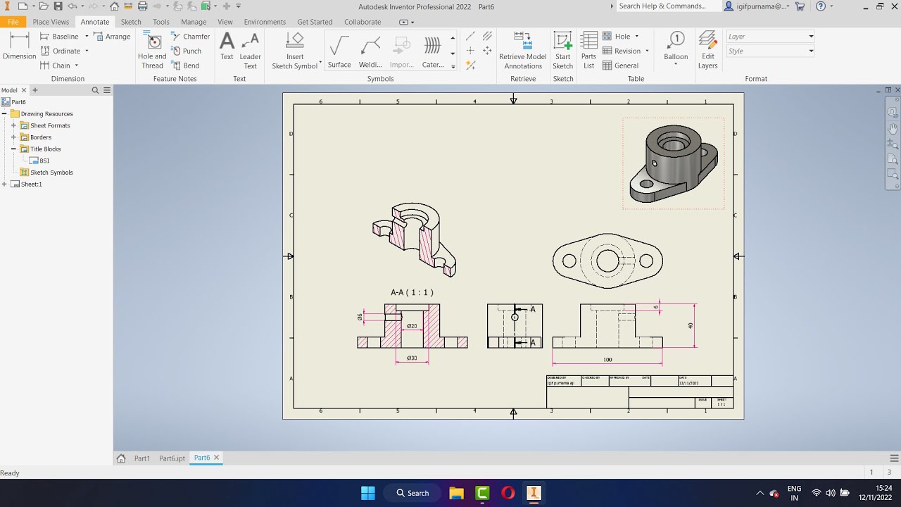 cara mengubah 3dimensi ke 2dimensi pemula di autodesk inventor # 19 ...