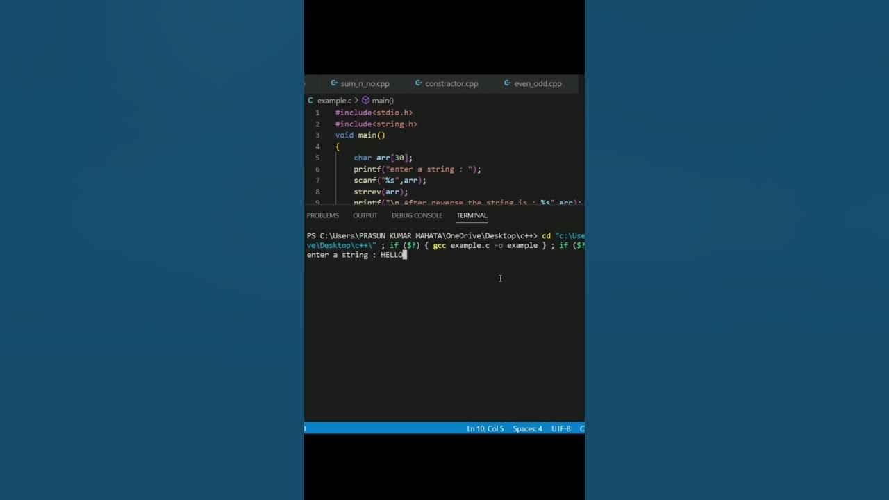 reverse a string || using strrev()function#shorts#coding #education - YouTube