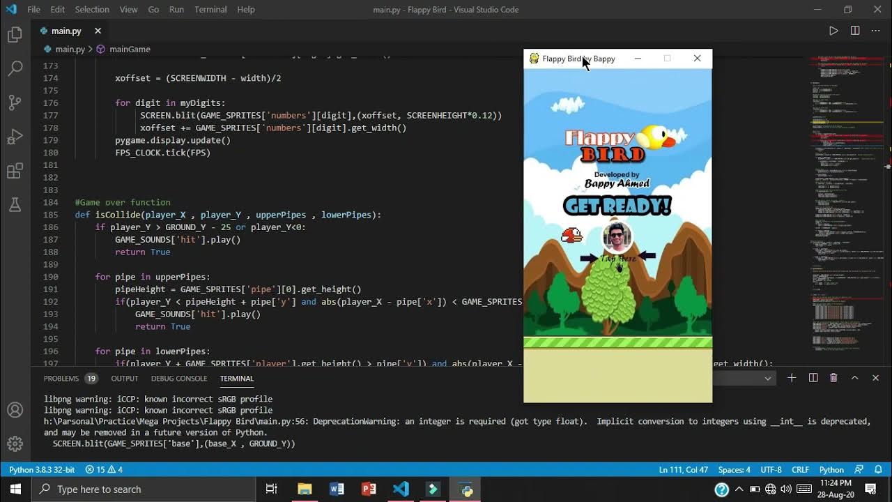 My first game (Flappy Bird) development on Python😊 - YouTube