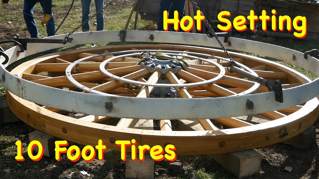 Shrinking Hot Tires on Horse Logging Wheels | Engels Coach Shop - YouTube