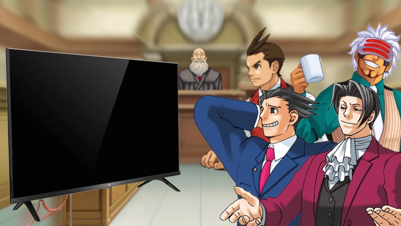 персонажы ace attorney, смотрят телевизор (ace attorney objection.lol ...