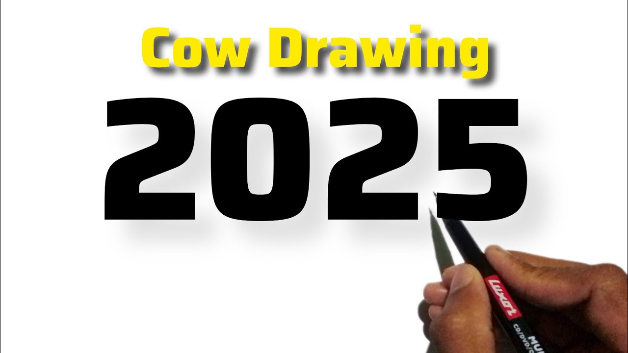 Cow Drawing 2025 | How to draw cow from number 2025 | Easy Cow Drawing ...