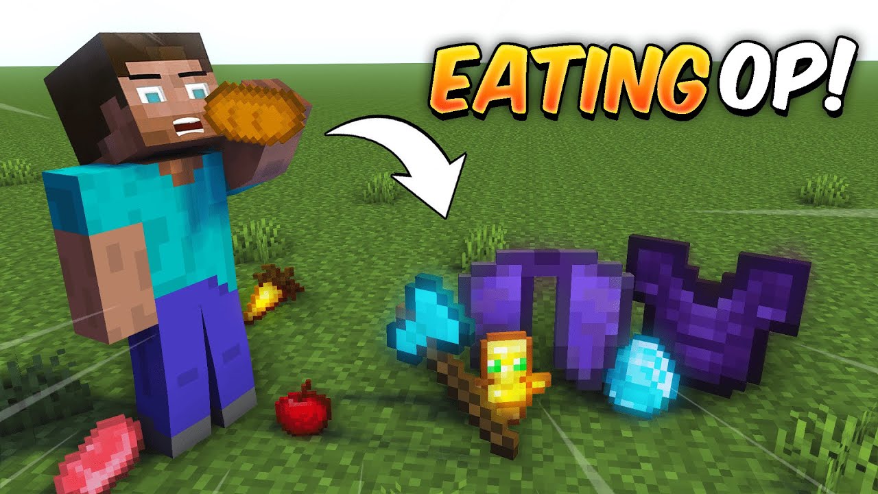 Minecraft but EATING Food Gives SUPER ITEMS... - YouTube