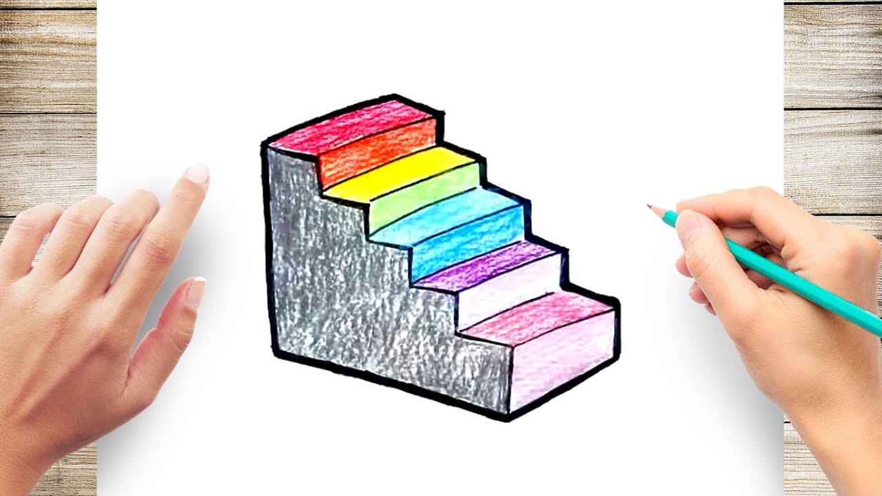 How to Draw Stairs and Colour Step by Step Easy - YouTube