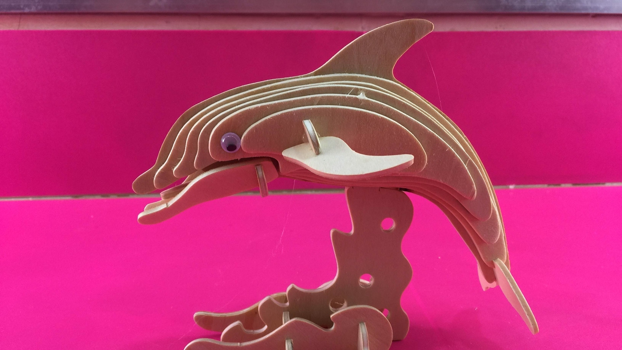 DIY 3D Wooden Bottle-Nose Dolphin ~ Woodcraft Construction Kit - YouTube