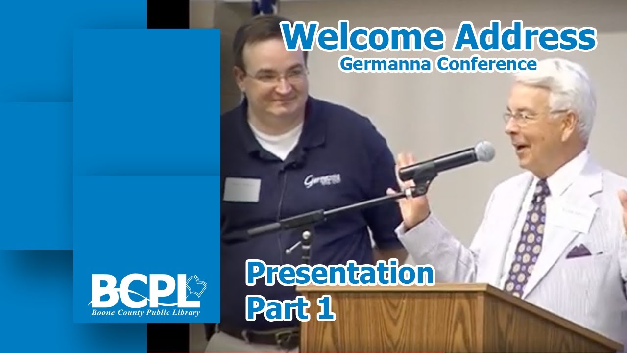 Welcome Address Germanna Conference- Part 1 of 2 - YouTube