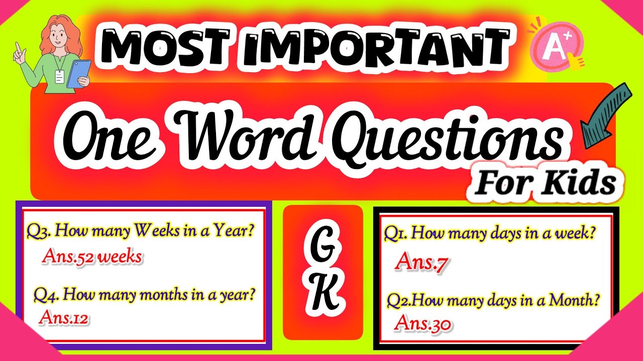 Most Important One Word Answers for Kids/GK Quiz in English/One Word ...