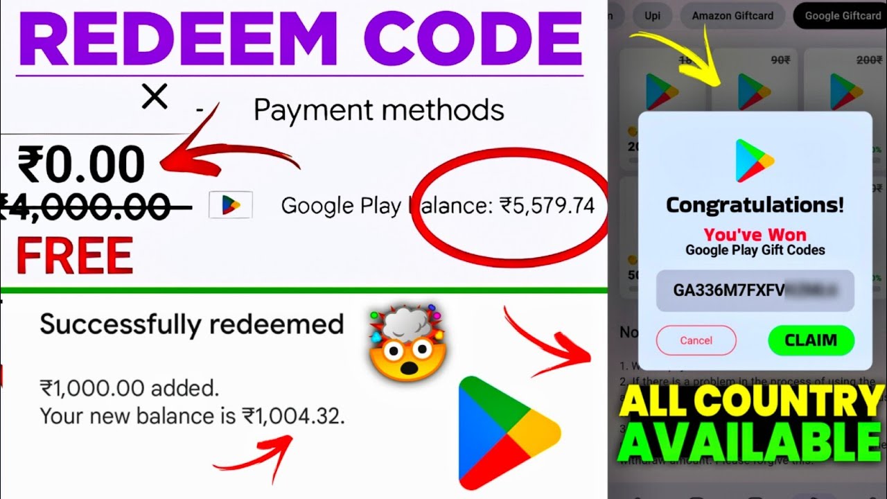 ( Redeem Code ) free redeem code app | google play redeem code | how to ...