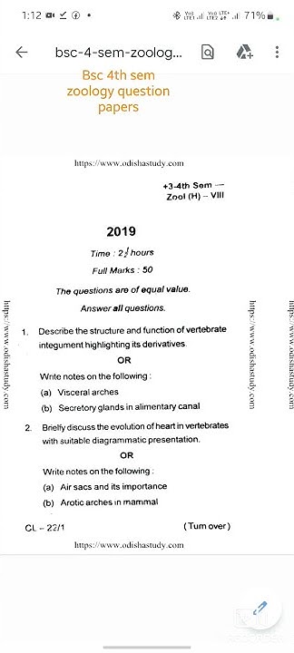 Bsc 4th sem zoology(H) paper 8th question paper -2019 - YouTube