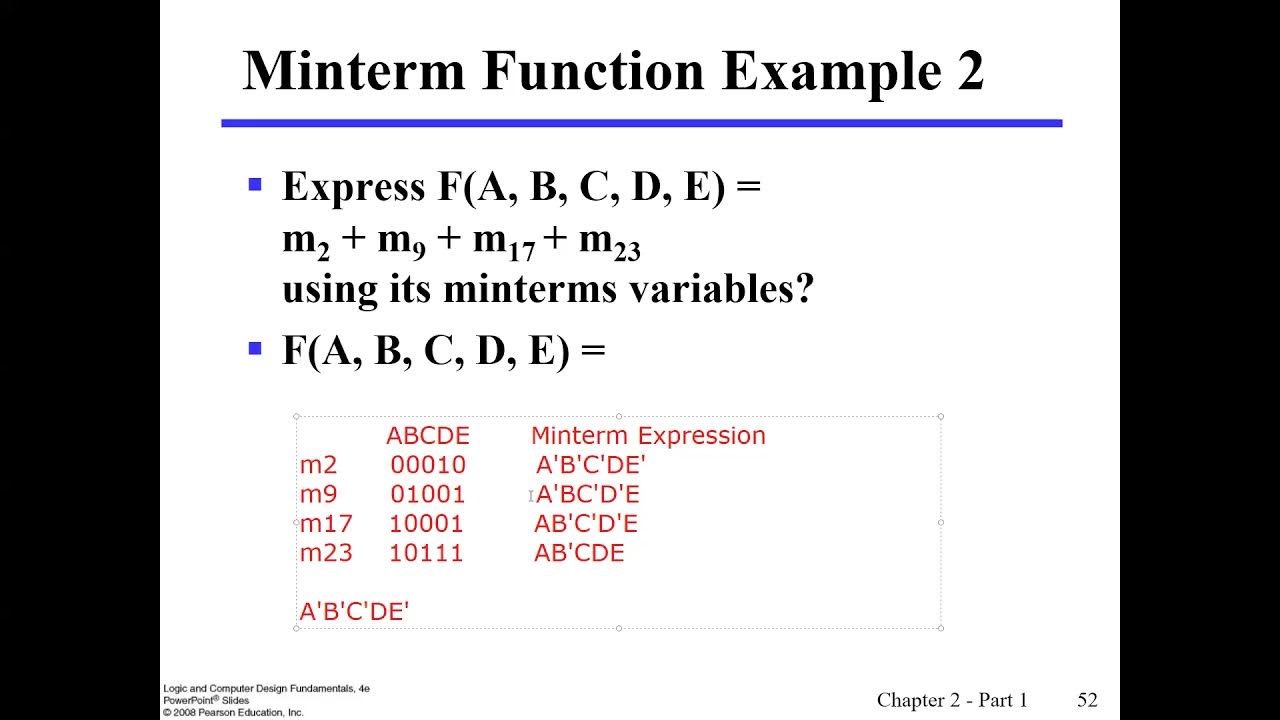 Lecture 13 - Digital Logic Design - Minterm and Maxterm Examples - Function Complements - YouTube