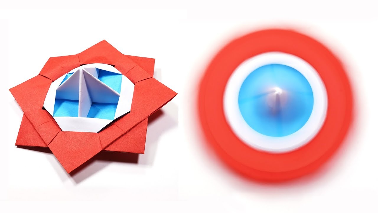 Origami Spinning Top Captain America Shield - Paper Crafts 1101 - YouTube