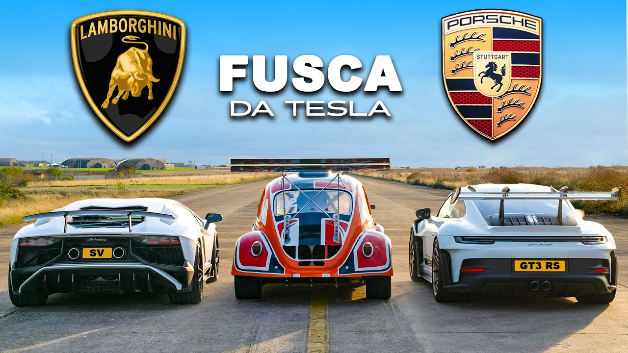 Lambo Aventador SV vs 911 GT3 RS vs Tesla Beetle: CORRIDA DE ARRANCADA ...
