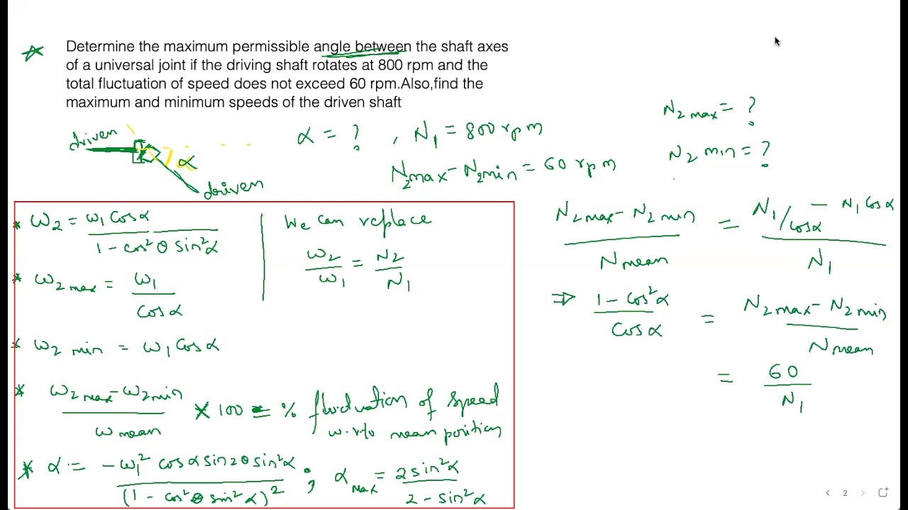 HOOKE'S JOINT or UNIVERSAL JOINT (Numericals) || PART-4 || KINEMATICS ...