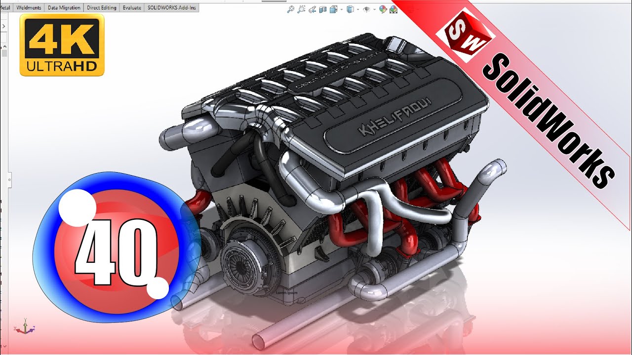 Solidworks tutorial V12 engine Ep 40 4K 😍 - YouTube