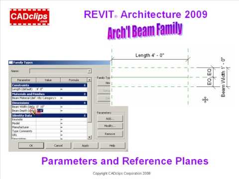 REVIT Beam Family Lesson 2 Parameters and Reference Planes - CADclip ...