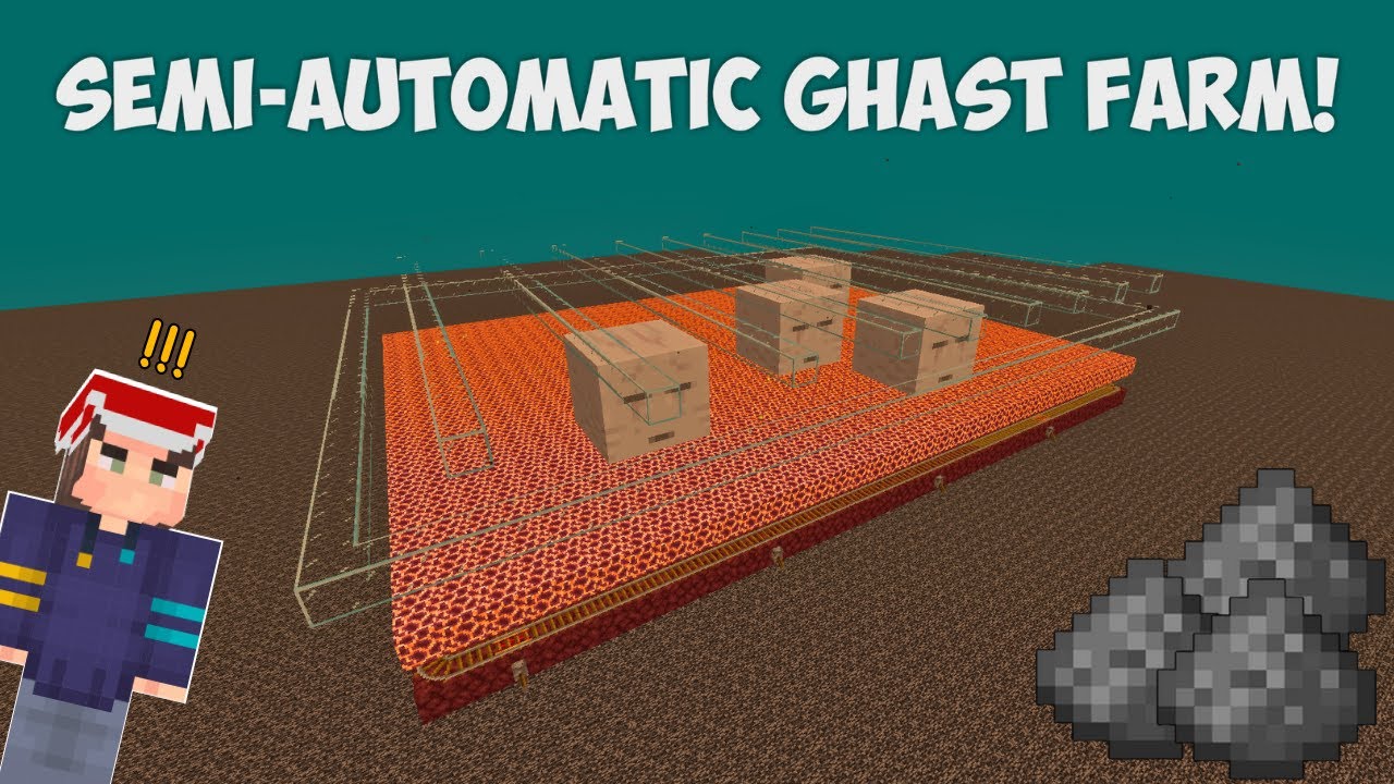 Semi-Automatic Simple Ghast Farm Tutorial! No Wither Roses! - YouTube
