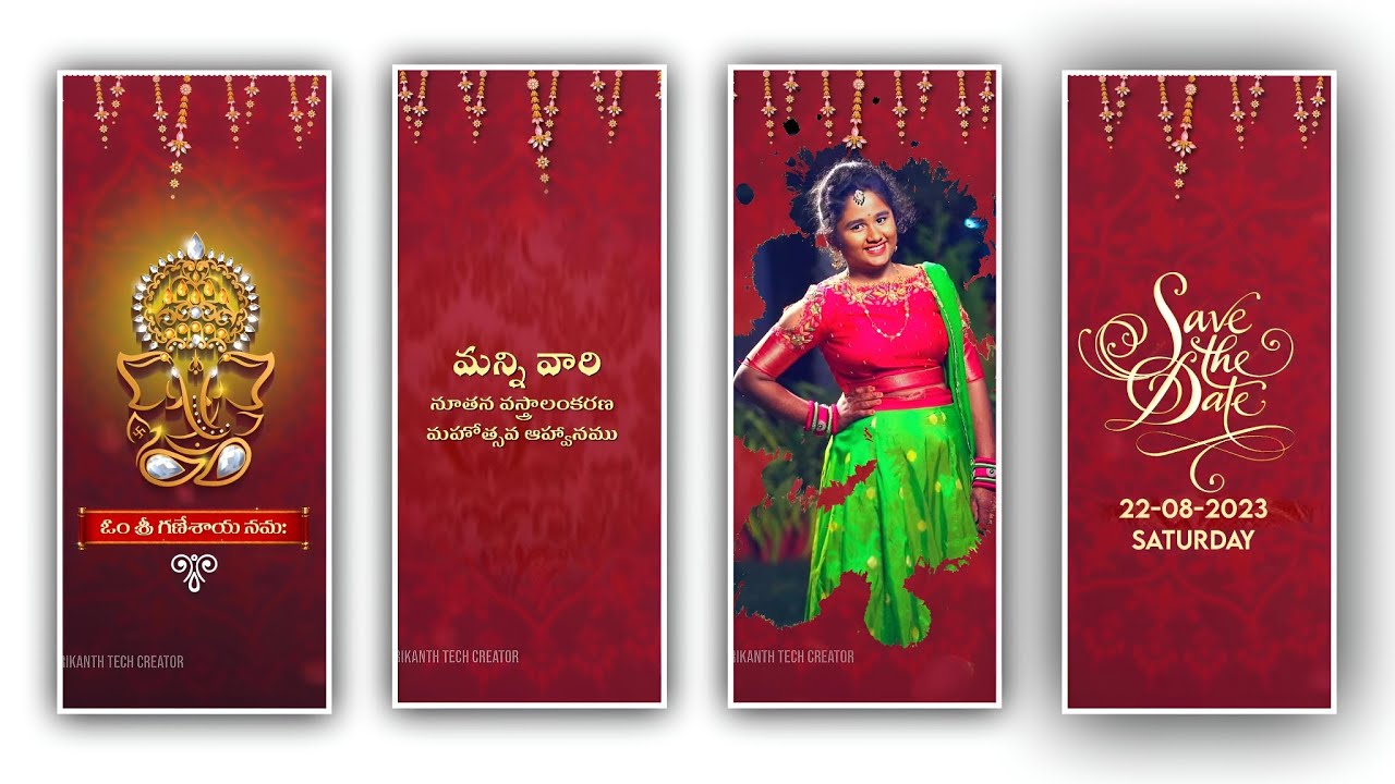 Full Screen Half Saree Ceremony invitation video editing in Kinemaster ...