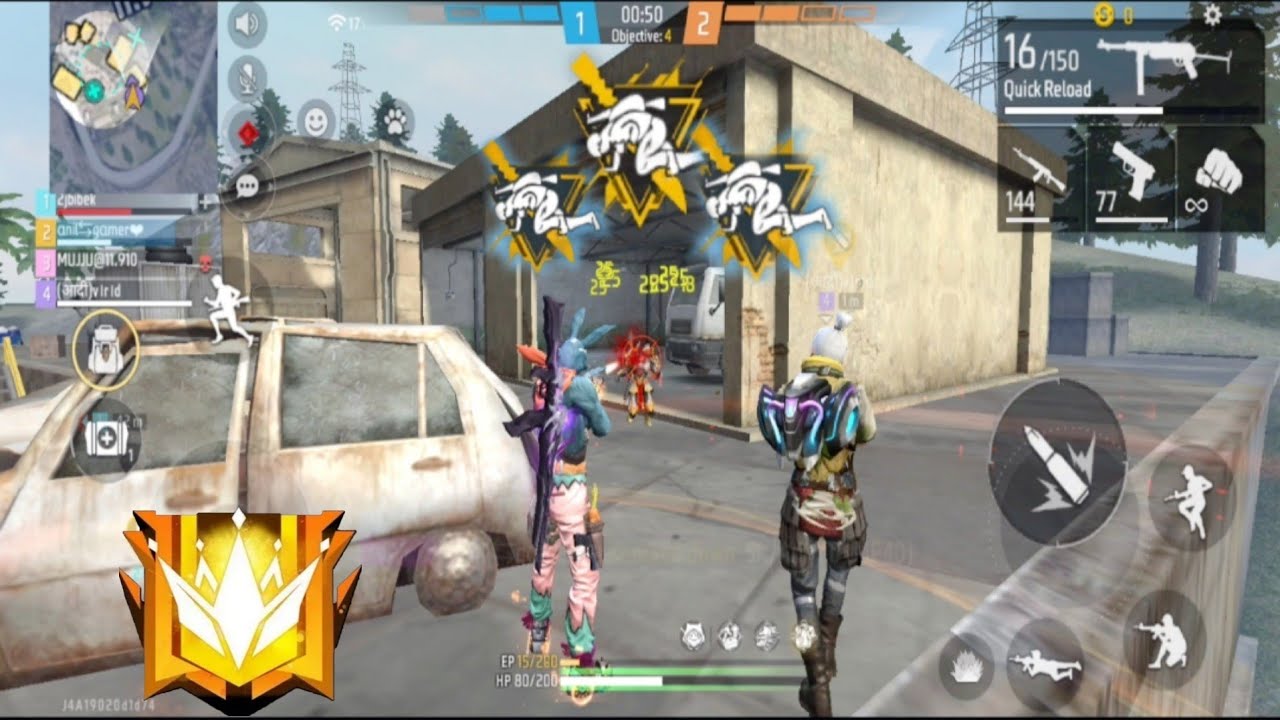 Free fire CS Ranked push grandmaster full rush Gameplay || Free Fire ...