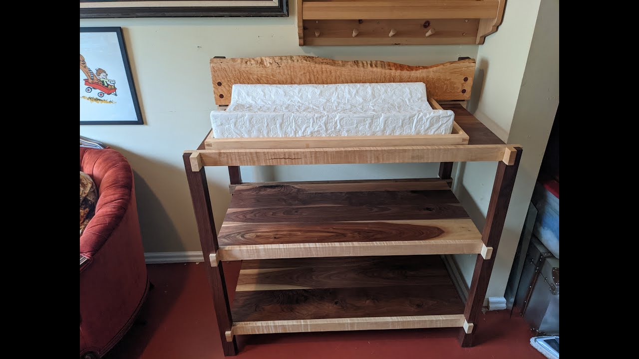 Making a Walnut and Maple changing table for our baby. - YouTube