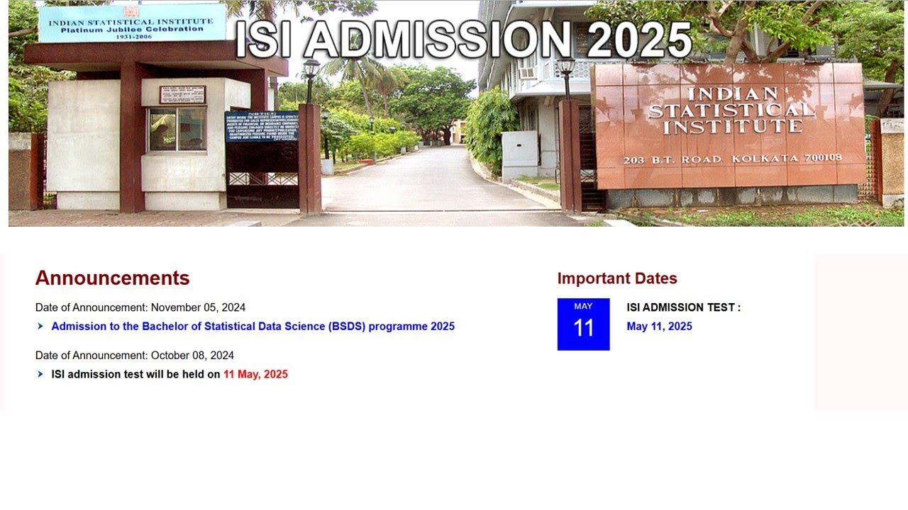 ISI BSDS | Admission 2025| Eligibility | Selection & Tips to Apply ...