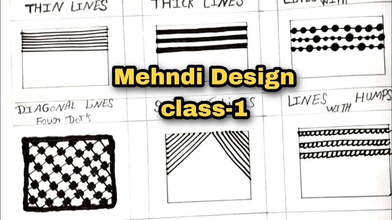Mehndi Class-1 Basic Mehndi Lines & Grids for The Beginners - YouTube