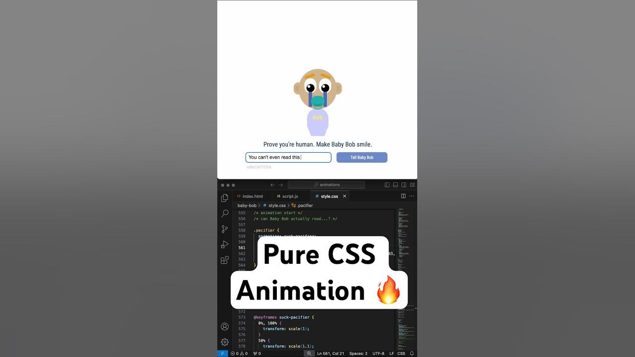 Make Baby Bob Smile CAPTCHA CSS Animation - YouTube