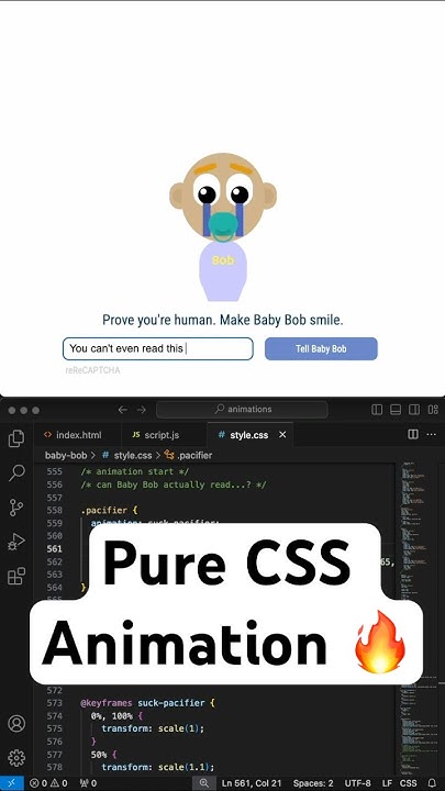 Make Baby Bob Smile CAPTCHA CSS Animation - YouTube