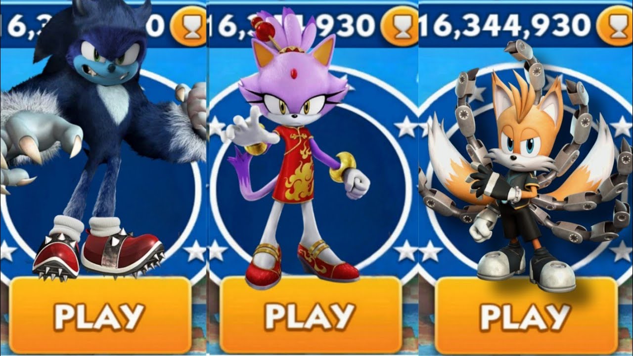 Sonic Dash - Werehog Dash VS Lunar Blaze VS Tails Nine _ Movie Sonic vs ...