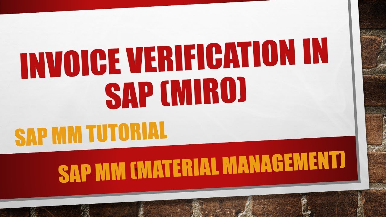 How to do invoice verification (MIRO) in SAP FIORI - YouTube