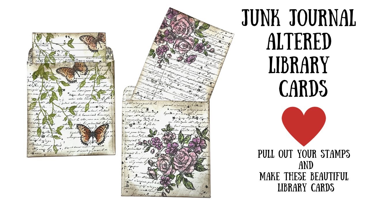 Junk Journal Altered Library Cards - YouTube
