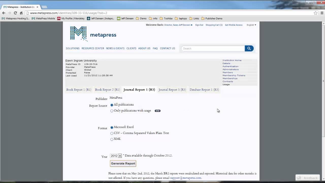 How to Access Institutional Usage Reports with Metapress - YouTube