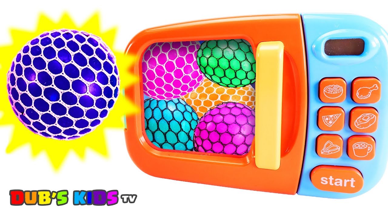 Learn Colors with Magical Microwave Rainbow Surprise Stress Balls - YouTube