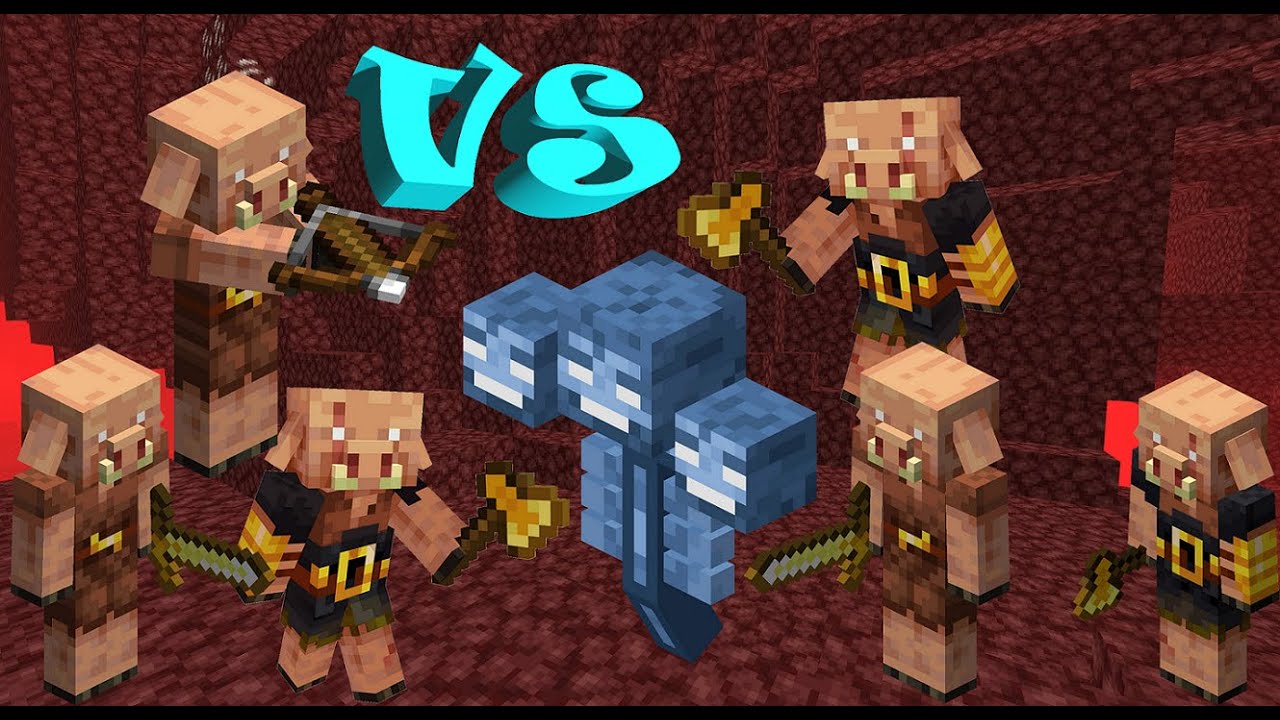 piglins VS withers in Minecraft - YouTube