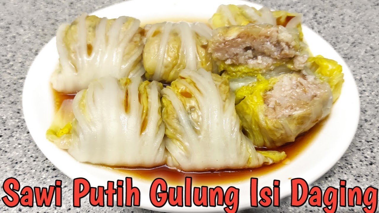 Roll sawi isi daging babi - YouTube