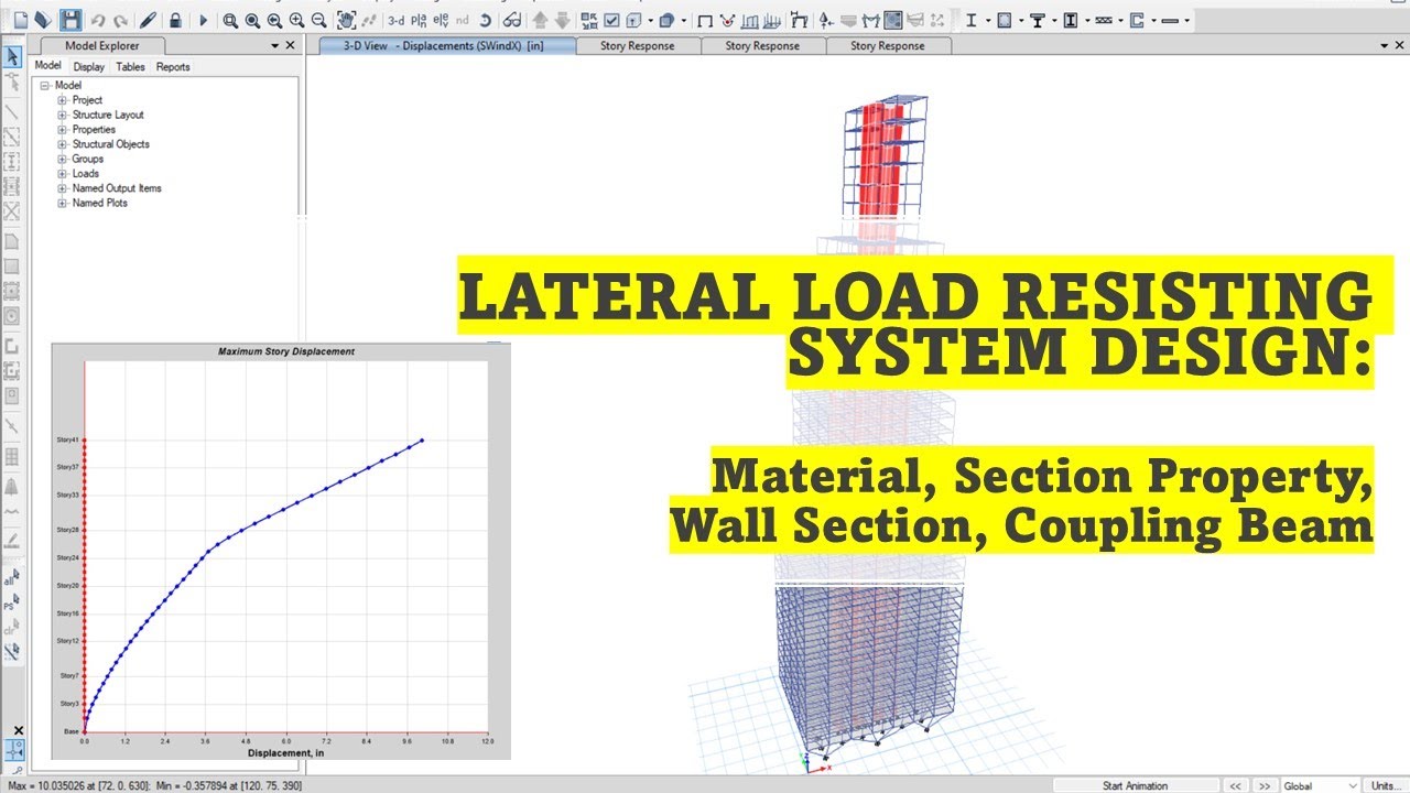 ETABS: Lateral System Study: Wall and Coupling Beam sizing - YouTube