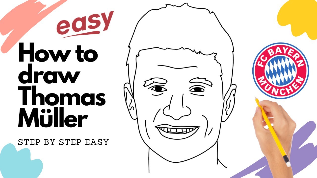 How to draw Thomas Müller step by step simple | Kitz Drawing - YouTube