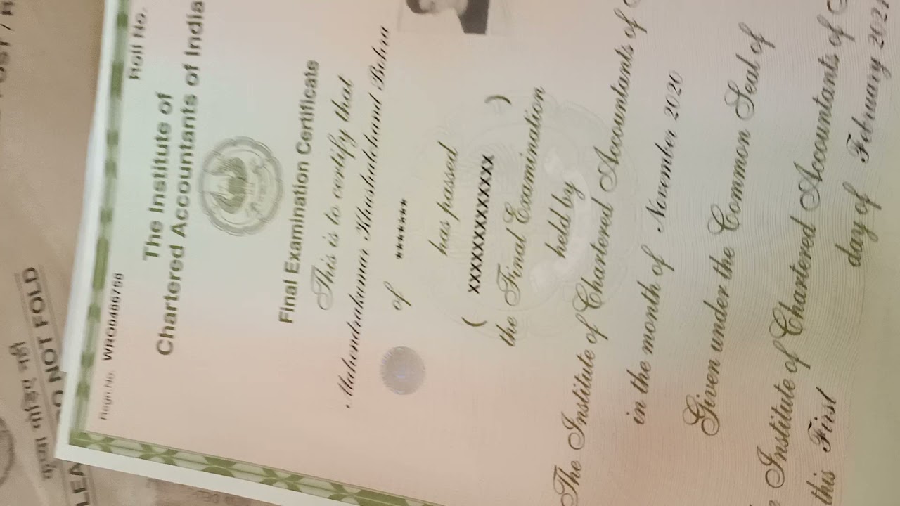 Chartered Accountant Certificate