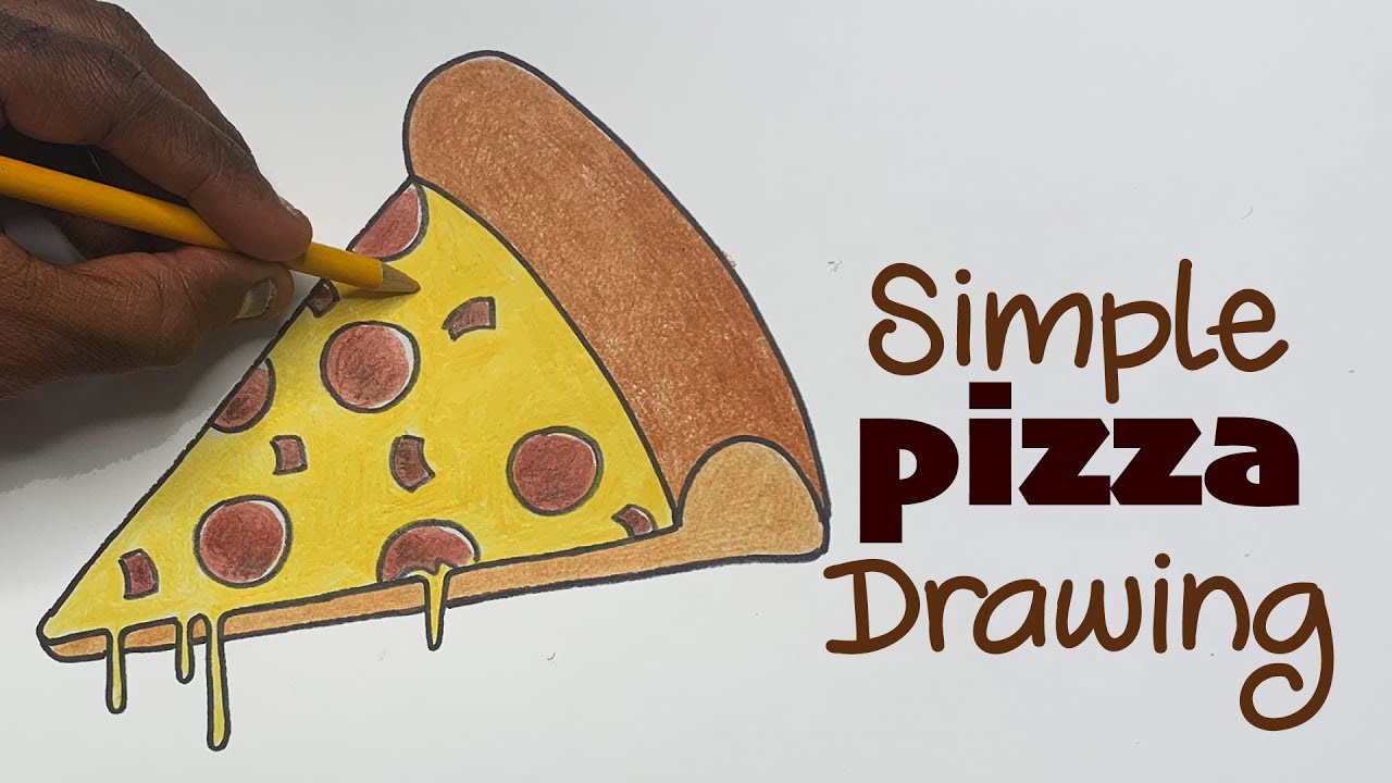 How to draw and color a slice of pizza easy and fast | DrawingRocket # ...