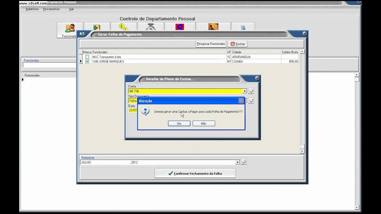 Software agropecuário - Sw-Rural Brazsoft - Módulo: Gerar Folha de ...