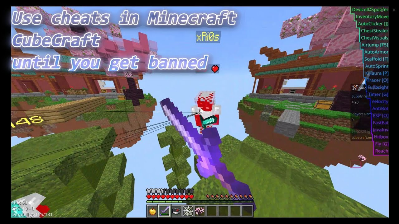 Use cheats in Minecraft CubeCraft until you get banned (with Fly) - YouTube