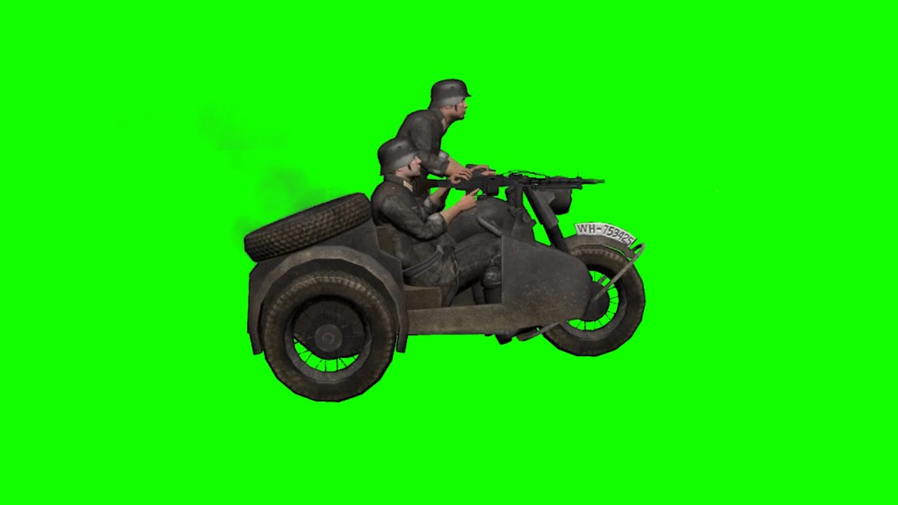 Motor bike BMW R75 with sidecar and Mg 42 move, green screen - YouTube