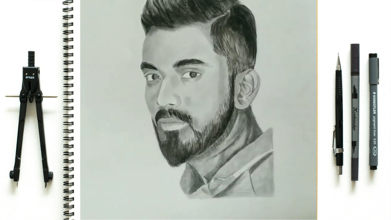KL Rahul Realistic drawing Sketch - YouTube