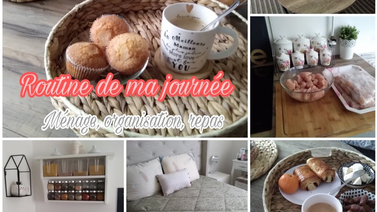ROUTINE DE MA JOURNEE // MENAGE // ORGANISATION CUISINE // REPAS - YouTube