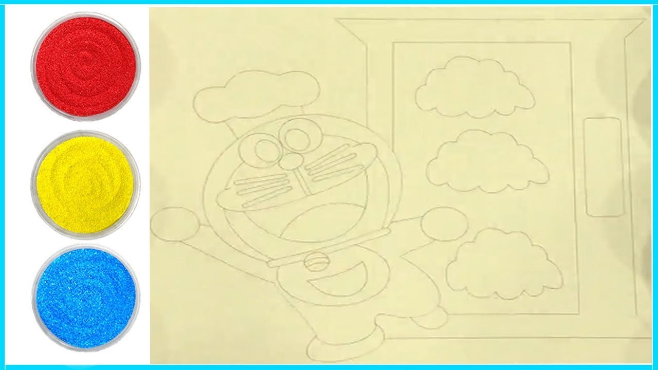 Sand Painting coloring chef doraemon ️沙畫 tô màu tranh cát doraemon đầu ...