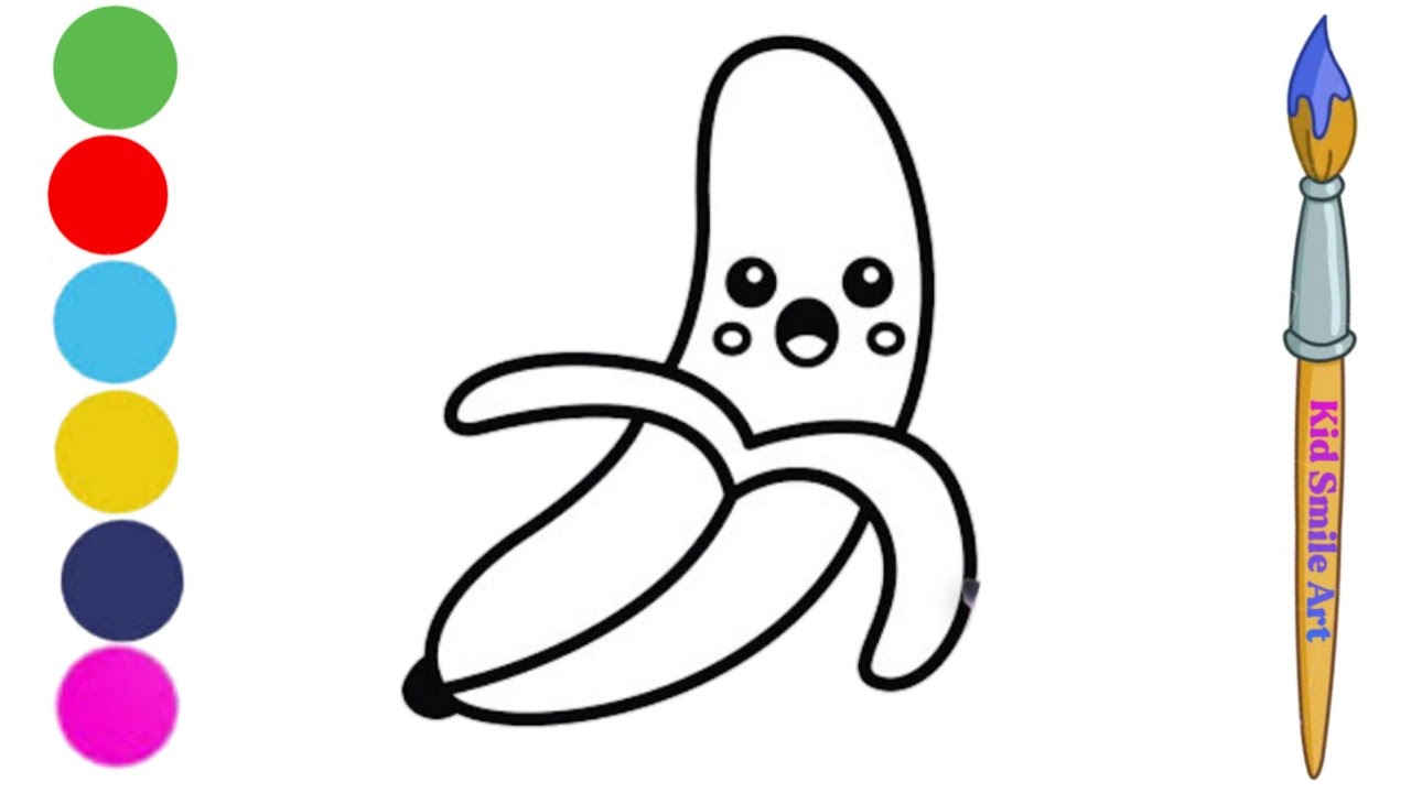 cute banana drawing for kids|Drawing|Fruits drawing|Easy drawing - YouTube