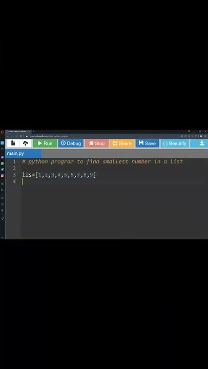 Python program to find smallest number in a list - part 1 - using sort() - YouTube