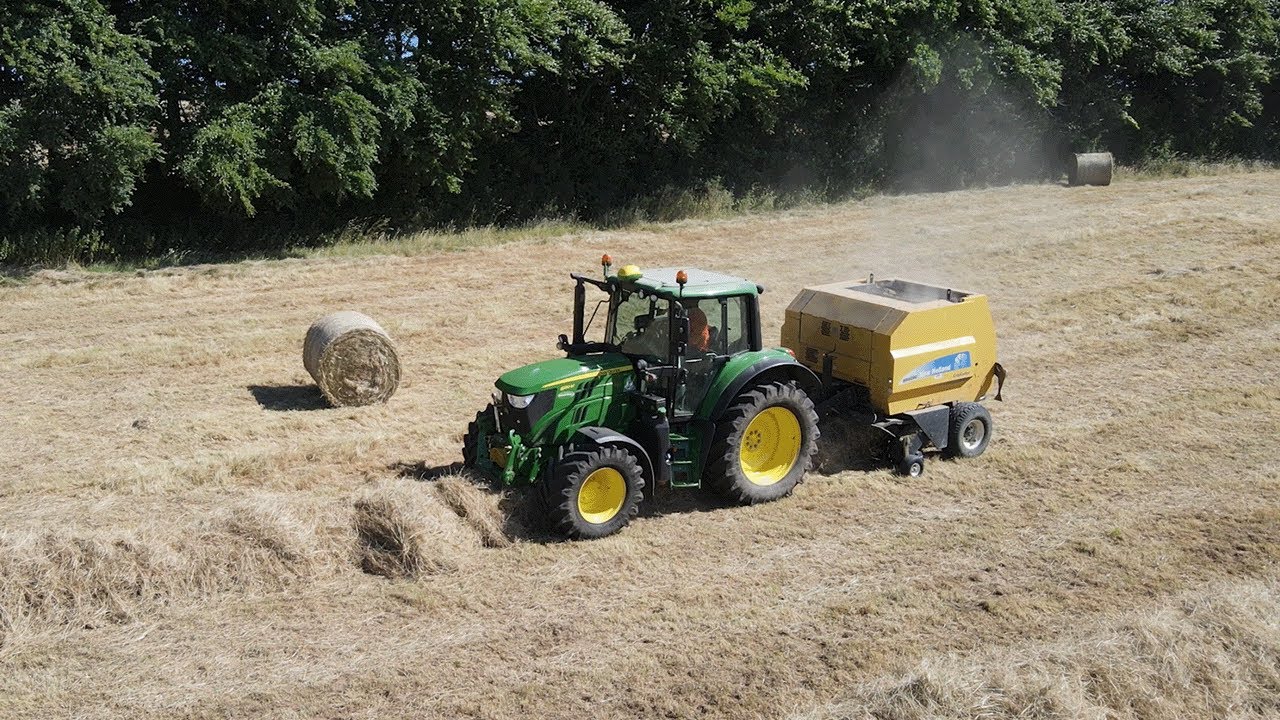 JOHN DEERE 6130M BALING HAY! - YouTube