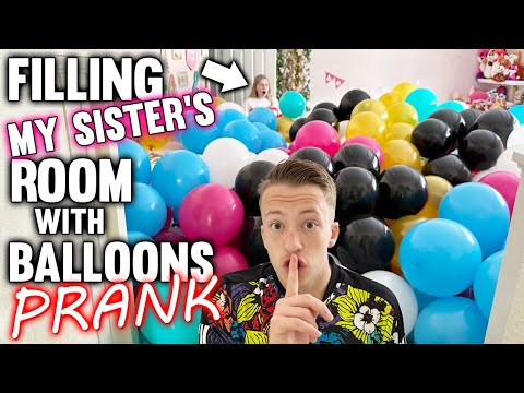 Sister's Bedroom Balloon Prank!  5,000 Balloons in Alyssa's Room!