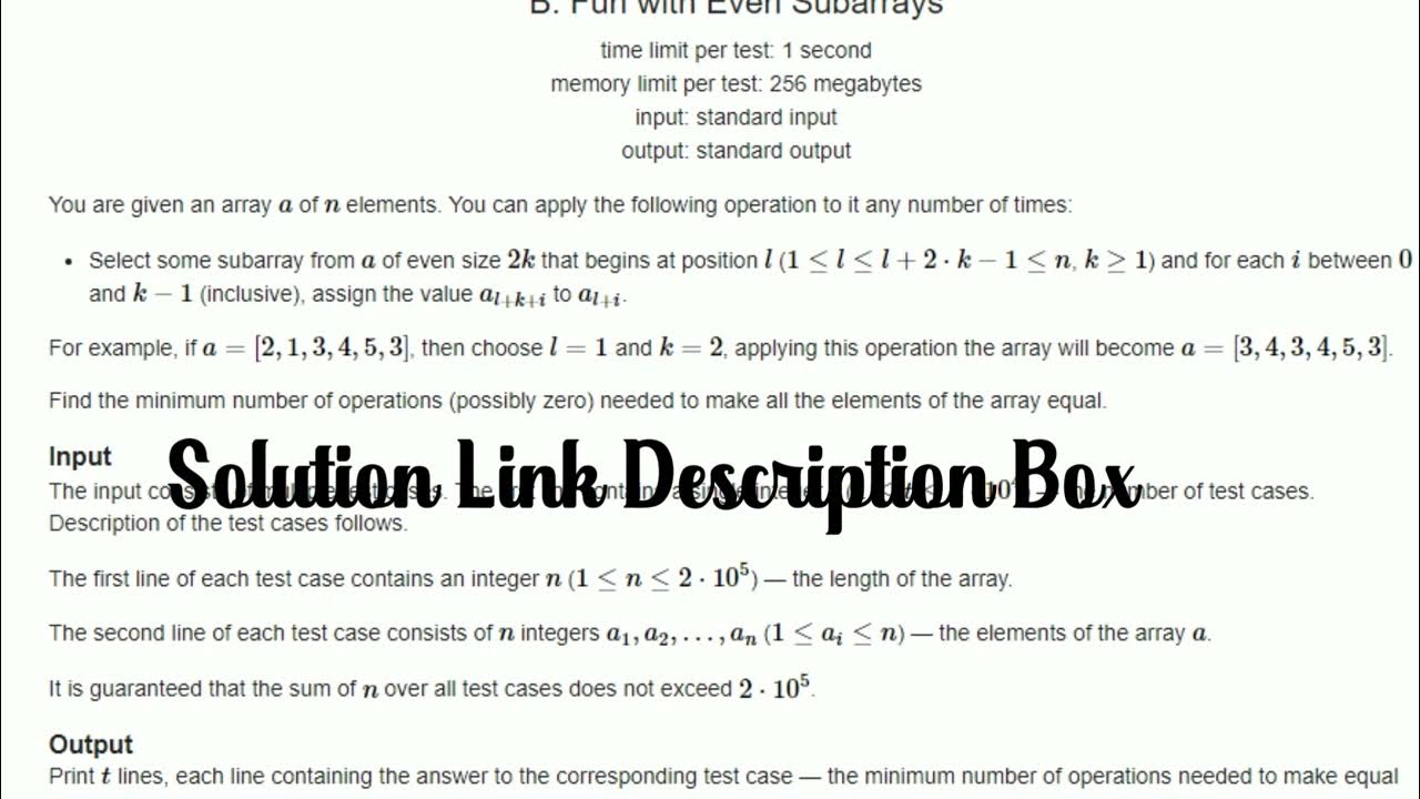 Fun with Even Subarrays Codeforces Round #768 (Div. 2) - YouTube